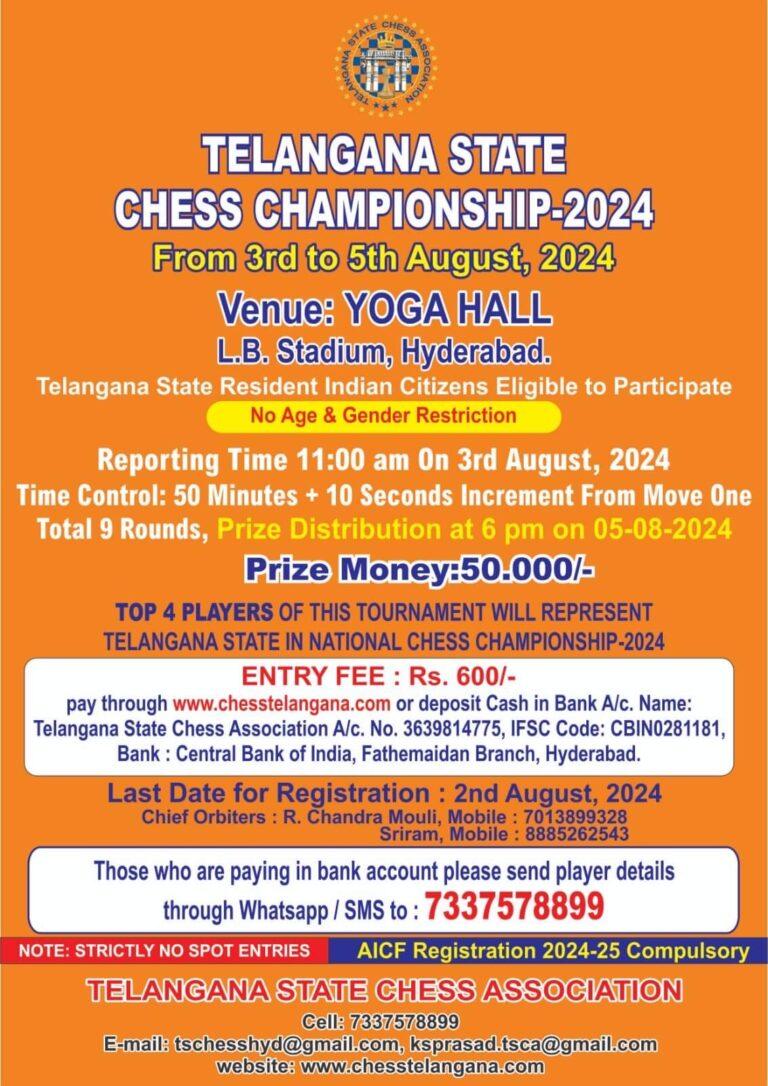 Telangana State Chess Championship – 2024 - Telangana State Chess ...